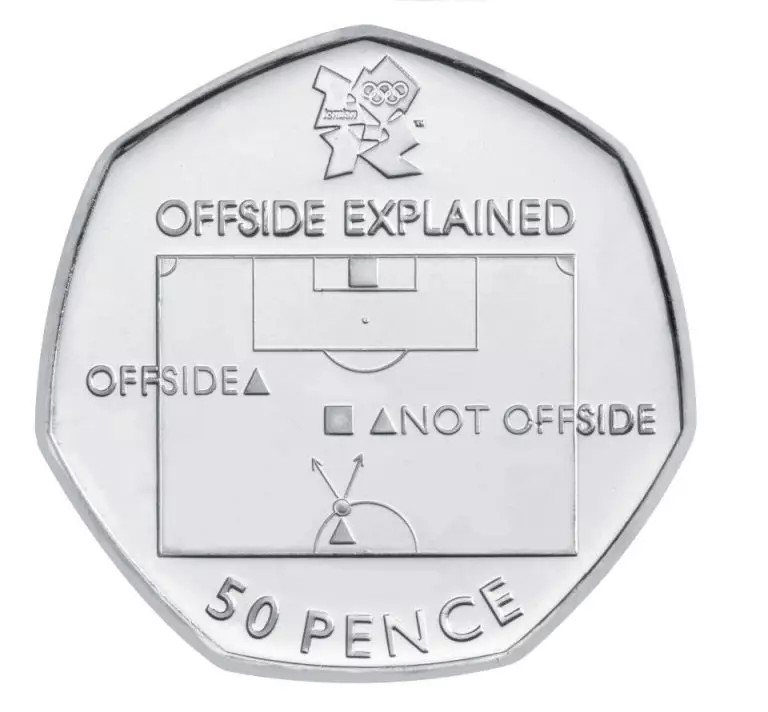 sällsynt 50p mynt offside regel