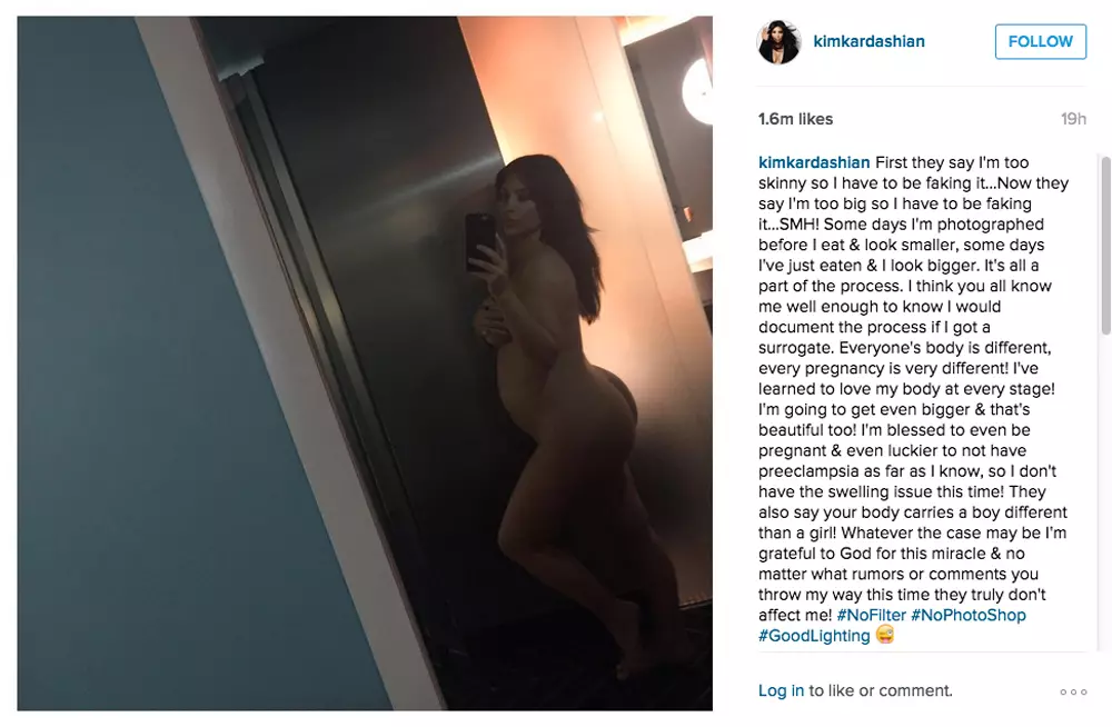 Kim Kardashian publica una selfie nua per demostrar que està embarassada 27950_1