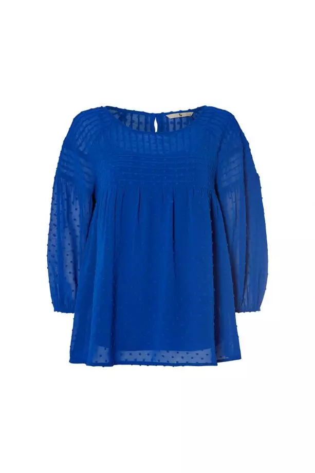 Sainsbury's တွင် Tu ကို Cobalt Smock တွင် ပန်းထိုးထားသည်။