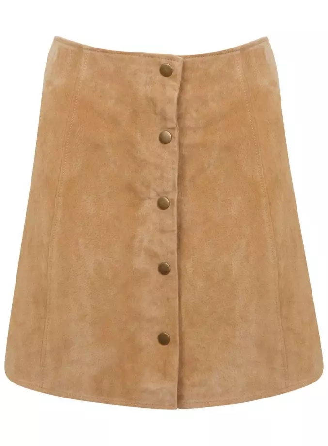 Miss Selfridge Tan Suede Falda