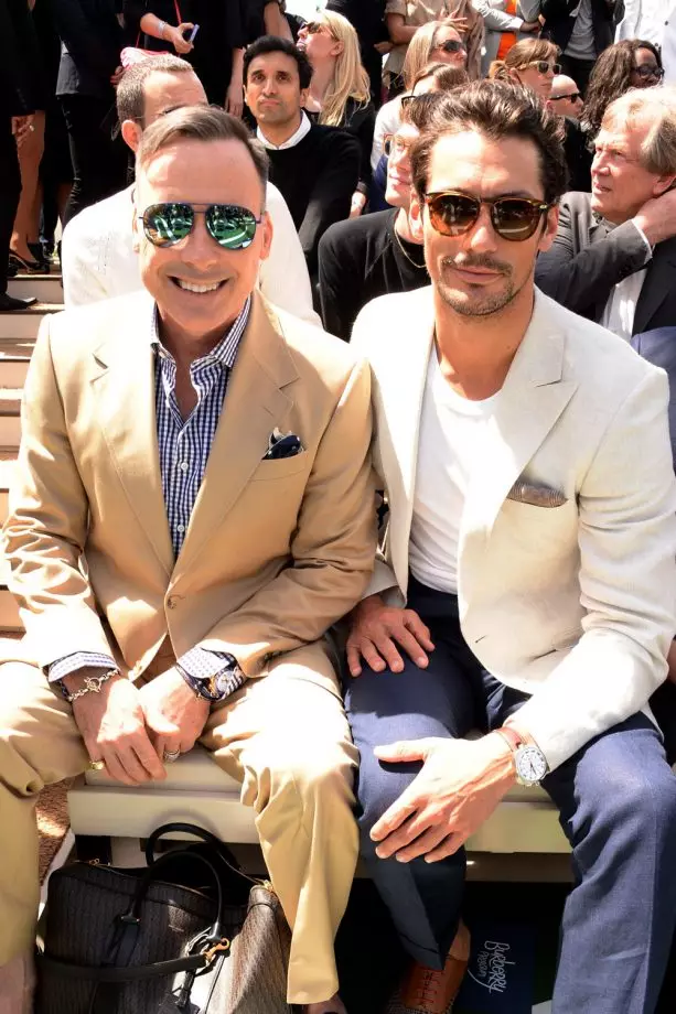 David Gandy ja David Furnish osallistuvat Burberry Prorsumiin kevät/kesä 2015 Lontoon kokoelmissa: miehet