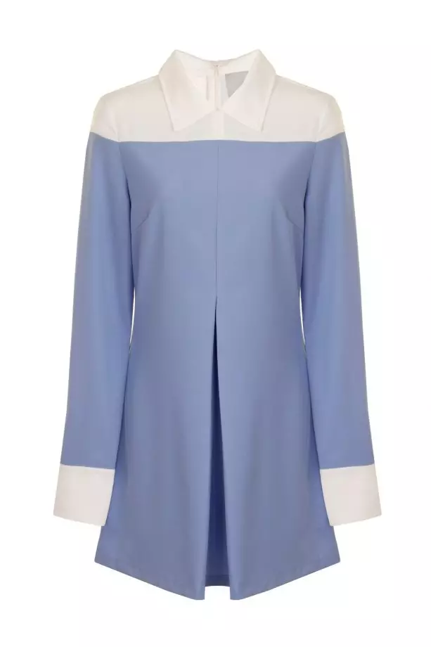 Robe chemise trapèze à col contrastant bleu poudré Lavish Alice, 18 £