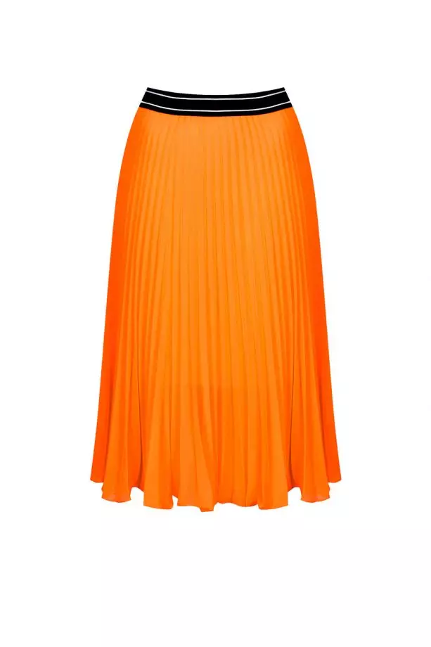 Topshop Sports Waistband Pleat Midi Skirt, £38, Orange