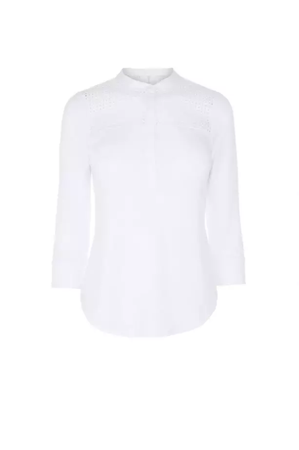 Karen Millen Broderie Insert T-Shirt, £60, putih