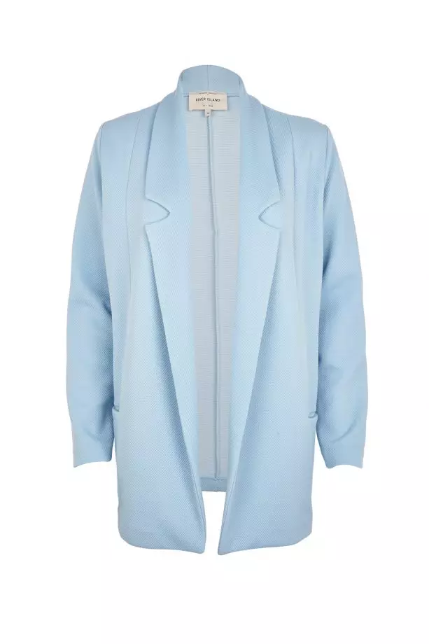 Blazer en jersey texturé bleu clair River Island, 40 £