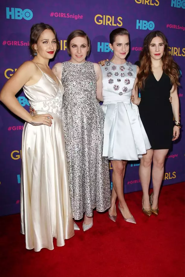 UJemima Kirke, uLena Dunham, u-Allison Williams kanye no-Zosia Mamet At The Girls Season 3 Premiere