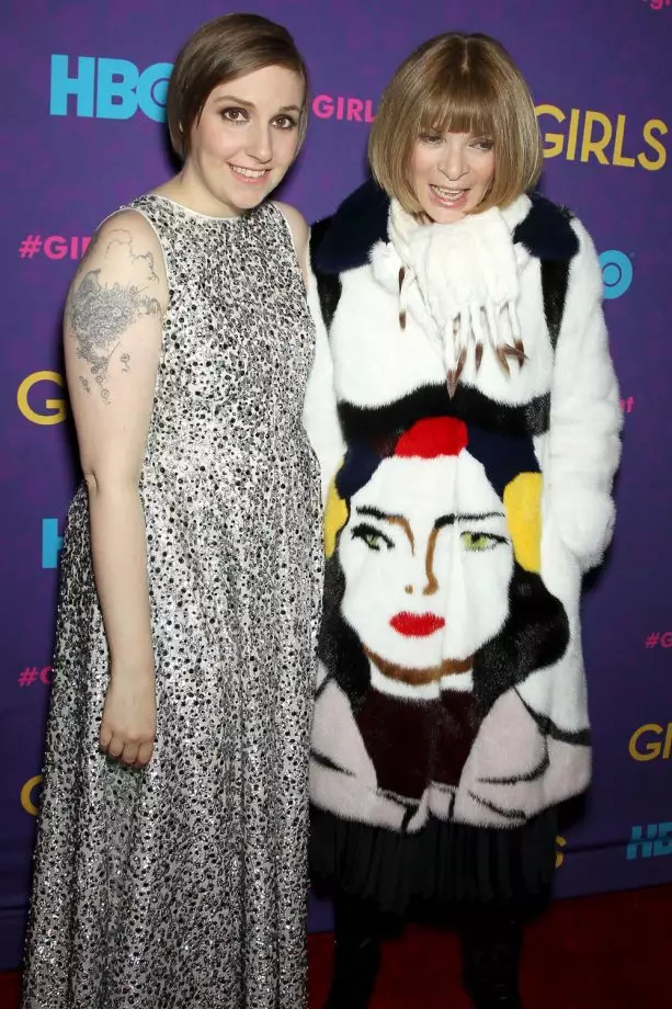 Lena Dunham Ndi Anna Wintour At The Girls Season 3 Premiere