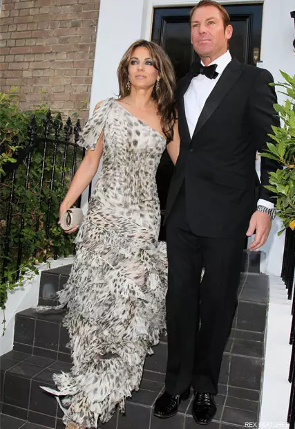 Elizabeth Hurley & Shane Warne - Liz Hurley & Shane Warne - Elton John - White Tie u Tiara Ball UK