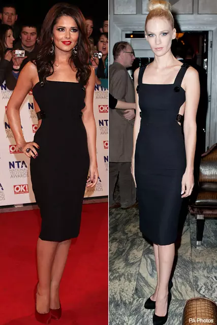 Cheryl Cole vs. Jenụwarị Jones - Ònye yi ya kacha mma?, style, snap, Versace, LBD, obere uwe ojii, dakọtara, otu, red kapet, London, ejiji, celebrity, Marie Claire