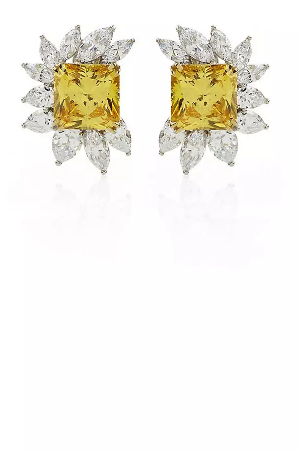 Mphete za Carat Canary Yellow Floral Cluster, £360