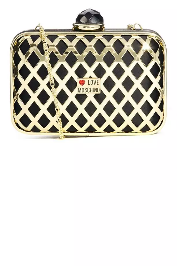 Tresna Moschino Gold Cage Lan Satin Covered Box Clutch Bag, £99