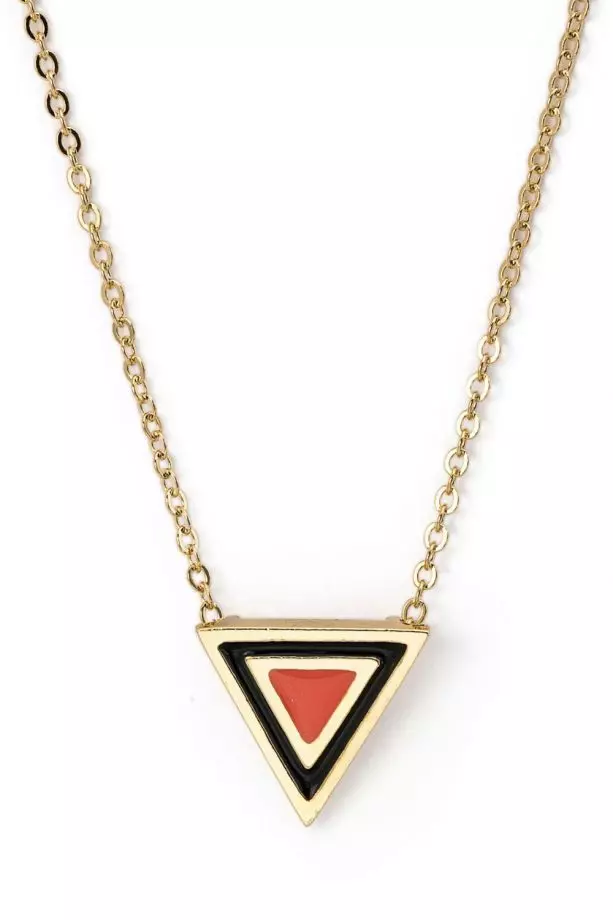 American Apparel Coral Enamel Triangle Necklace, 16 GBP