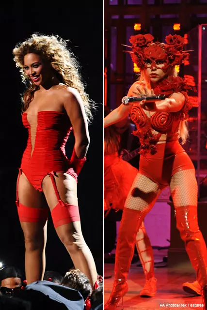 Beyonce & Lady Gaga - Celebrities hauv ris tsho hauv qab - Zam