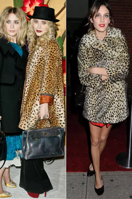 Alexa Chung thiab Mary-Kate Olsen - Leopard Print Coats