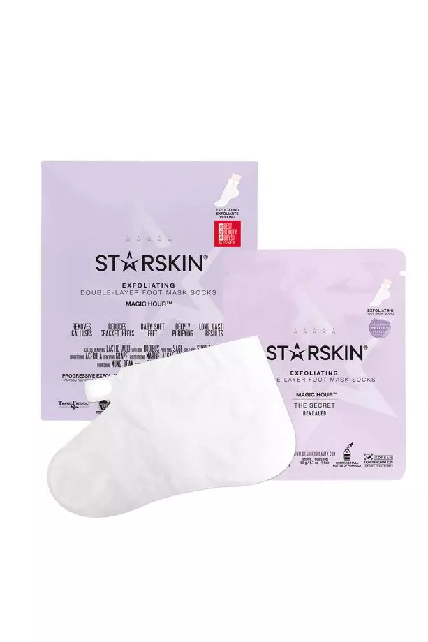 Exfoliating thom khwm Starskin Khawv koob teev Exfoliating Ob Chav Txheej Foot Mask Socks