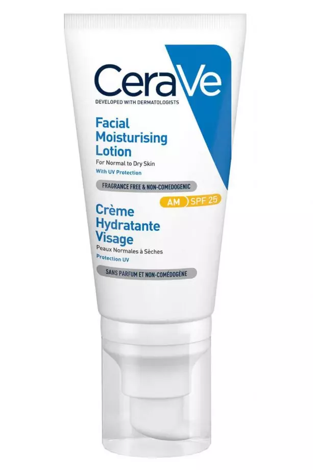 CeraVe դեմքի խոնավեցնող լոսյոն SPF 25 - լավագույն արևապաշտպան քսուքները մուգ մաշկի համար