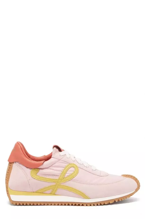 Sneakers rosa pastello in pelle scamosciata e conchiglia