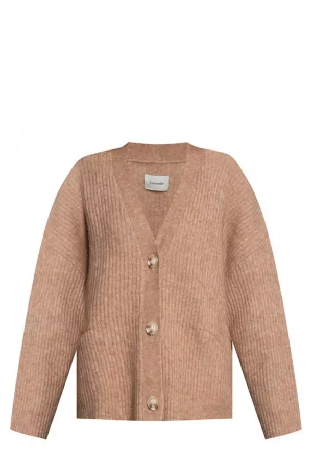 chunky beige strik cardigan