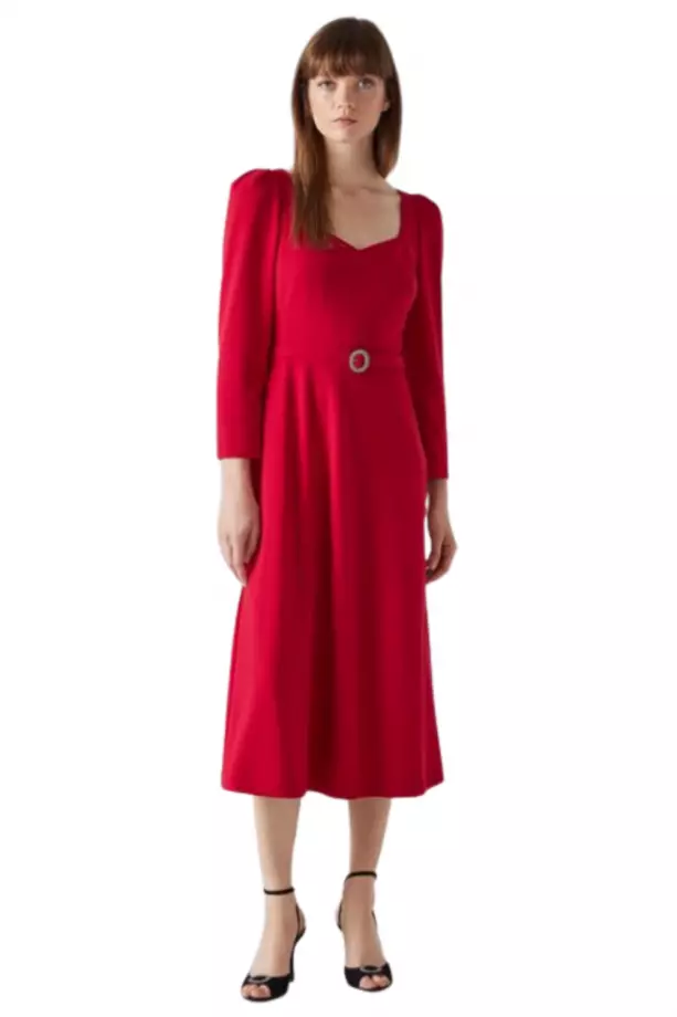 Uwe ụbọchị ọmụmụ kate middleton - Katerina Raspberry Crepe Belted Dress