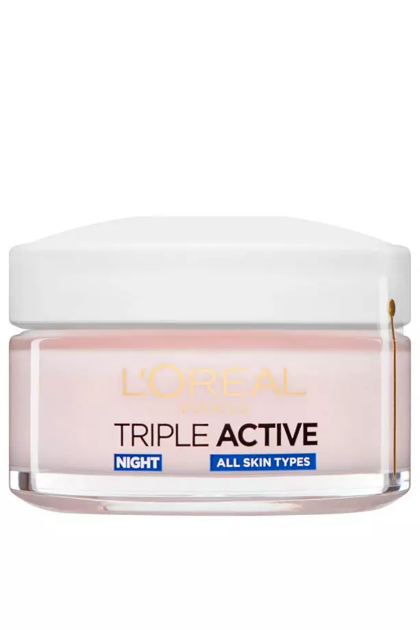 I-L'Oréal Paris Dermo Expertise Triple Active Hydrating Night Moisturizer - ukhilimu wasebusuku ongcono kakhulu