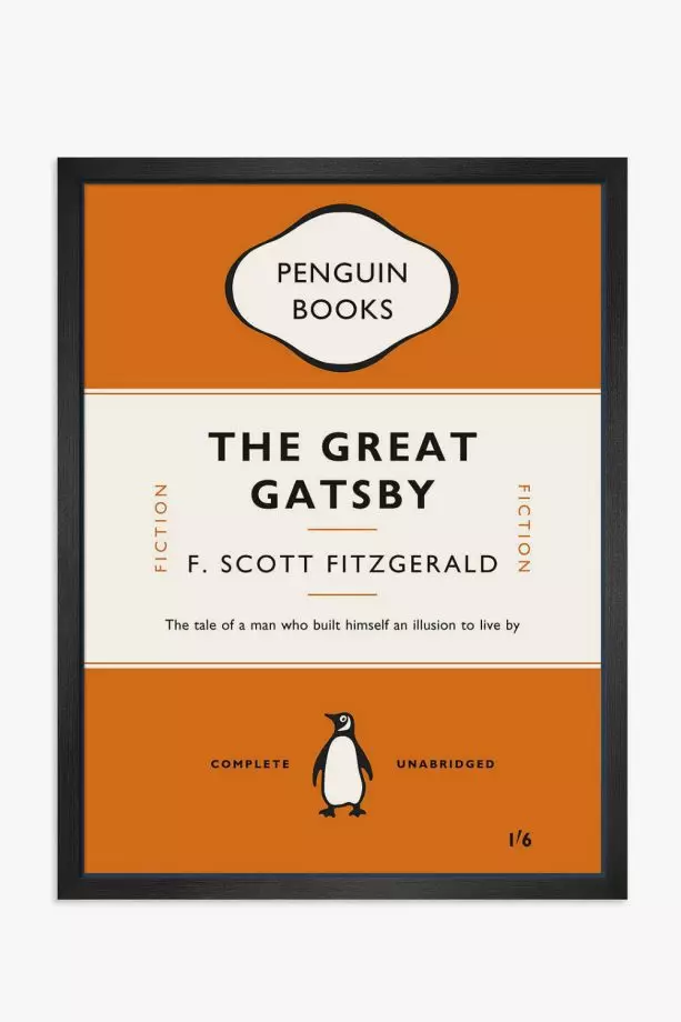 Penguin Books - F Scott Fitzgerald The Great Gatsby, lienzo enmarcado negro