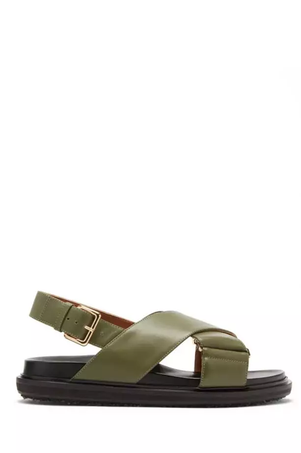 marni sandalias de piel verde fussbett